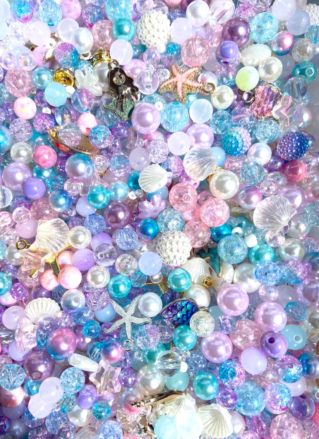 Kids Bracelet DIY Mermaid Bead Mix, Acrylic Bead Confetti, Kandi Bead ...
