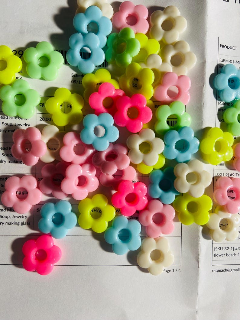 Pastel Acrylic Flower Bead Frames: Kidcore DIY Jewelry (18x19x3.5mm) - Etsy