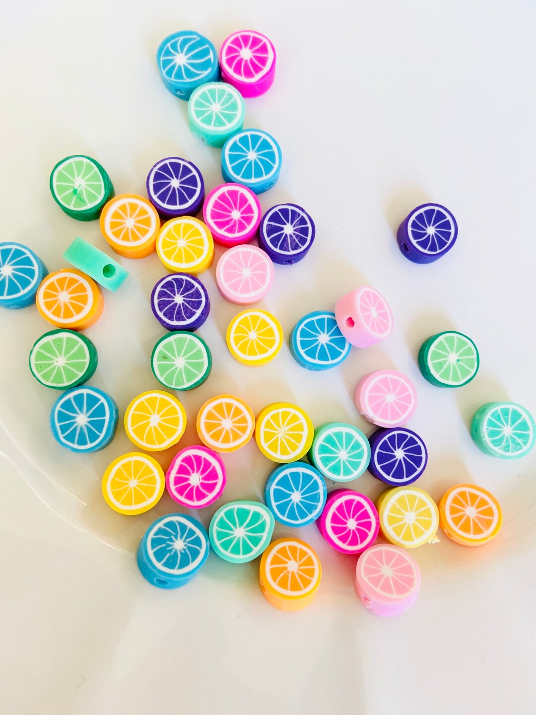 20pc Mixed Color Lemon Slice Polymer Clay Beads 10mm, Y2k 90s Kandi ...