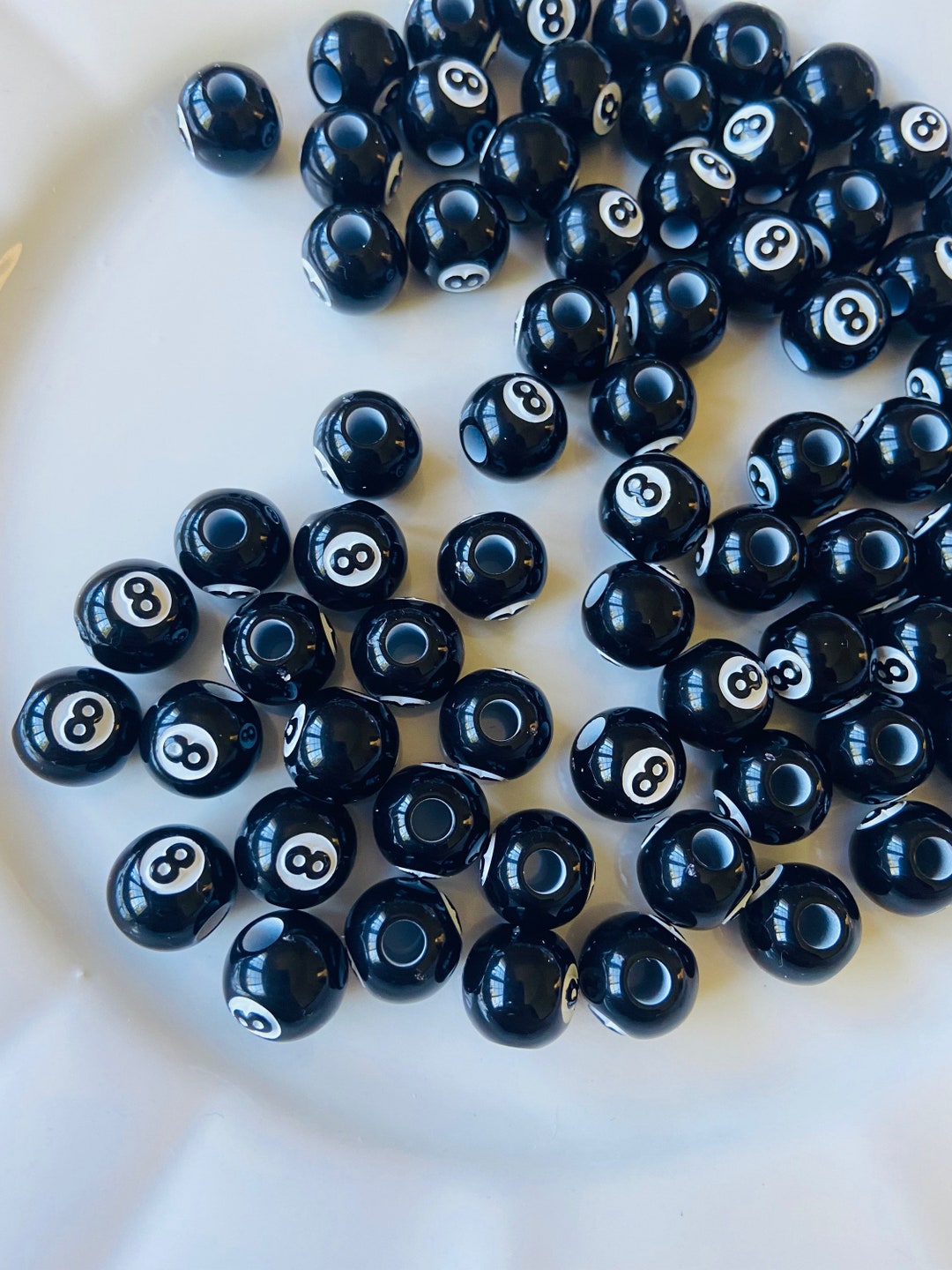 10pc 8 Ball Beads, Kandi Beads 12mm, 4mm Hole, Number 8 Bead, Acrylic ...