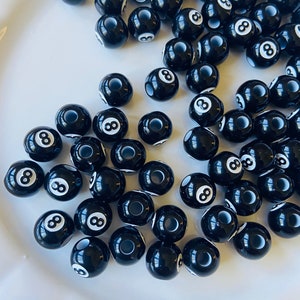 10pc 8 Ball Beads, Kandi Beads 12mm, 4mm Hole, Number 8 Bead, Acrylic ...