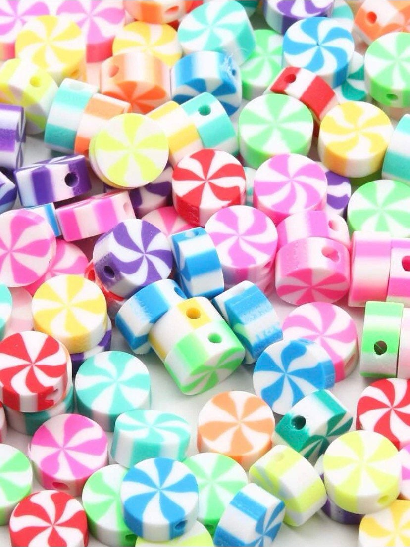 Peppermint Clay Candy Bead Swirl Polymer Clay Candy Bead Mix - Etsy