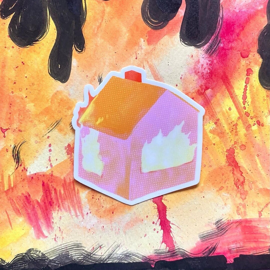 House Fire Vinyl Sticker - Etsy