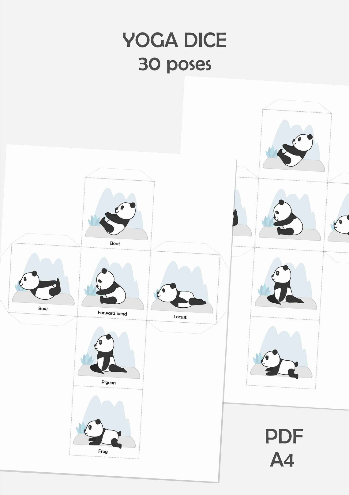 Printable Kids Yoga Dice | Yoga Poses Printable | Digital Yoga Asanas ...