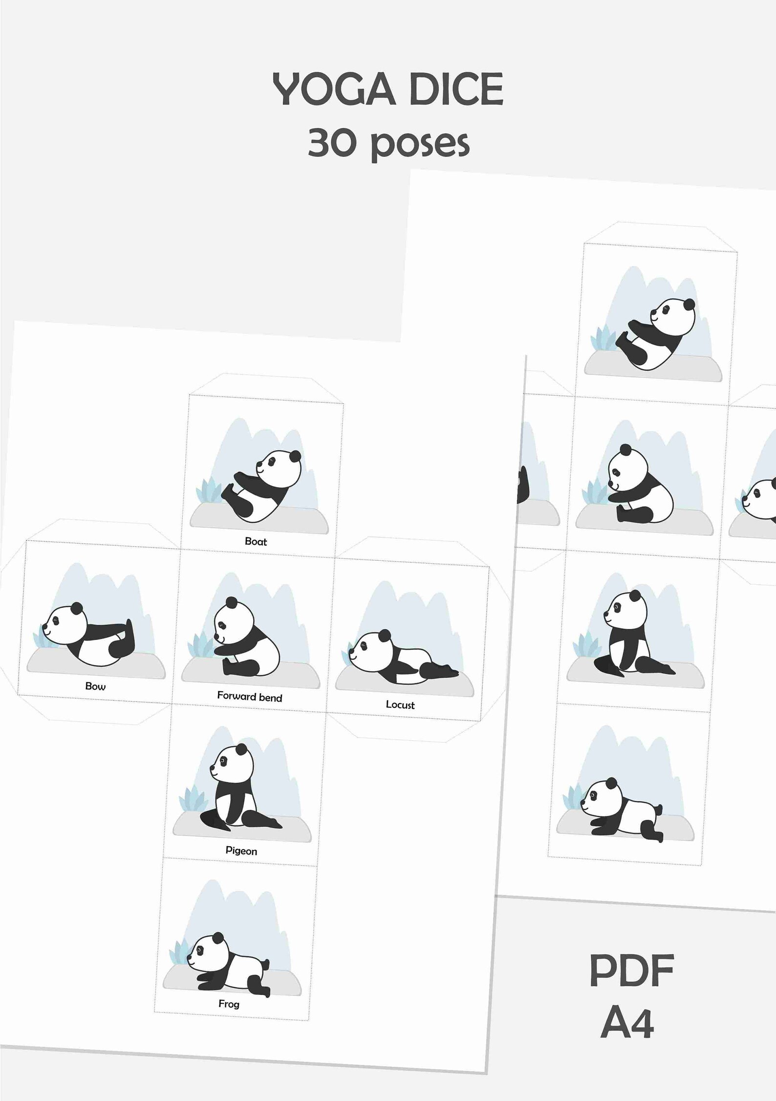 Printable Kids Yoga Dice | Yoga Poses Printable | Digital Yoga Asanas ...