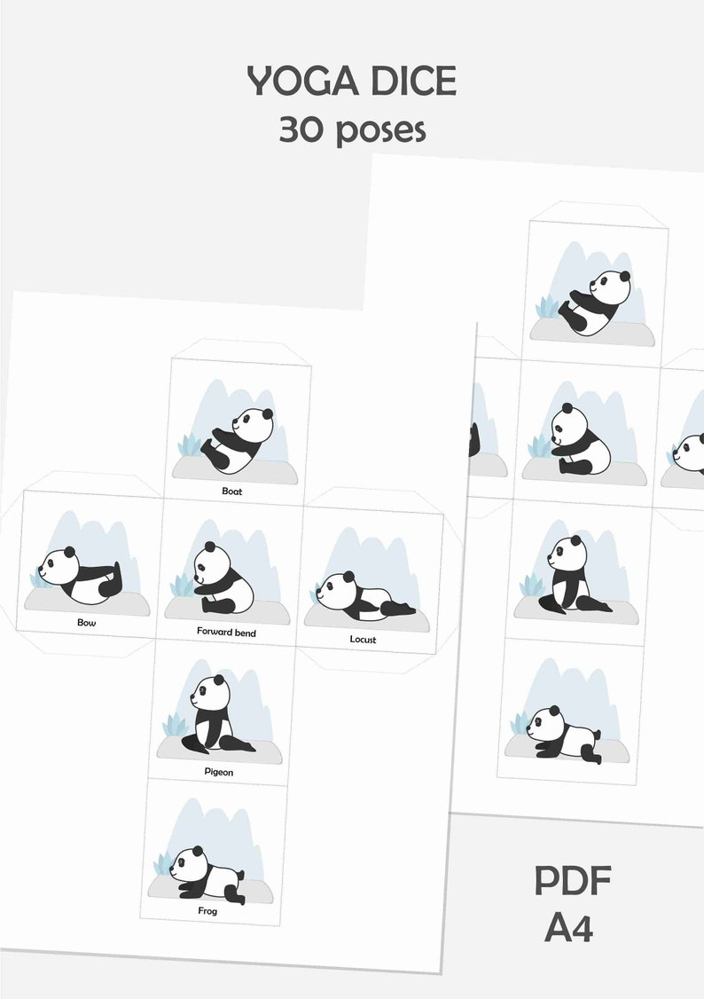 Printable Kids Yoga Dice | Yoga Poses Printable | Digital Yoga Asanas ...