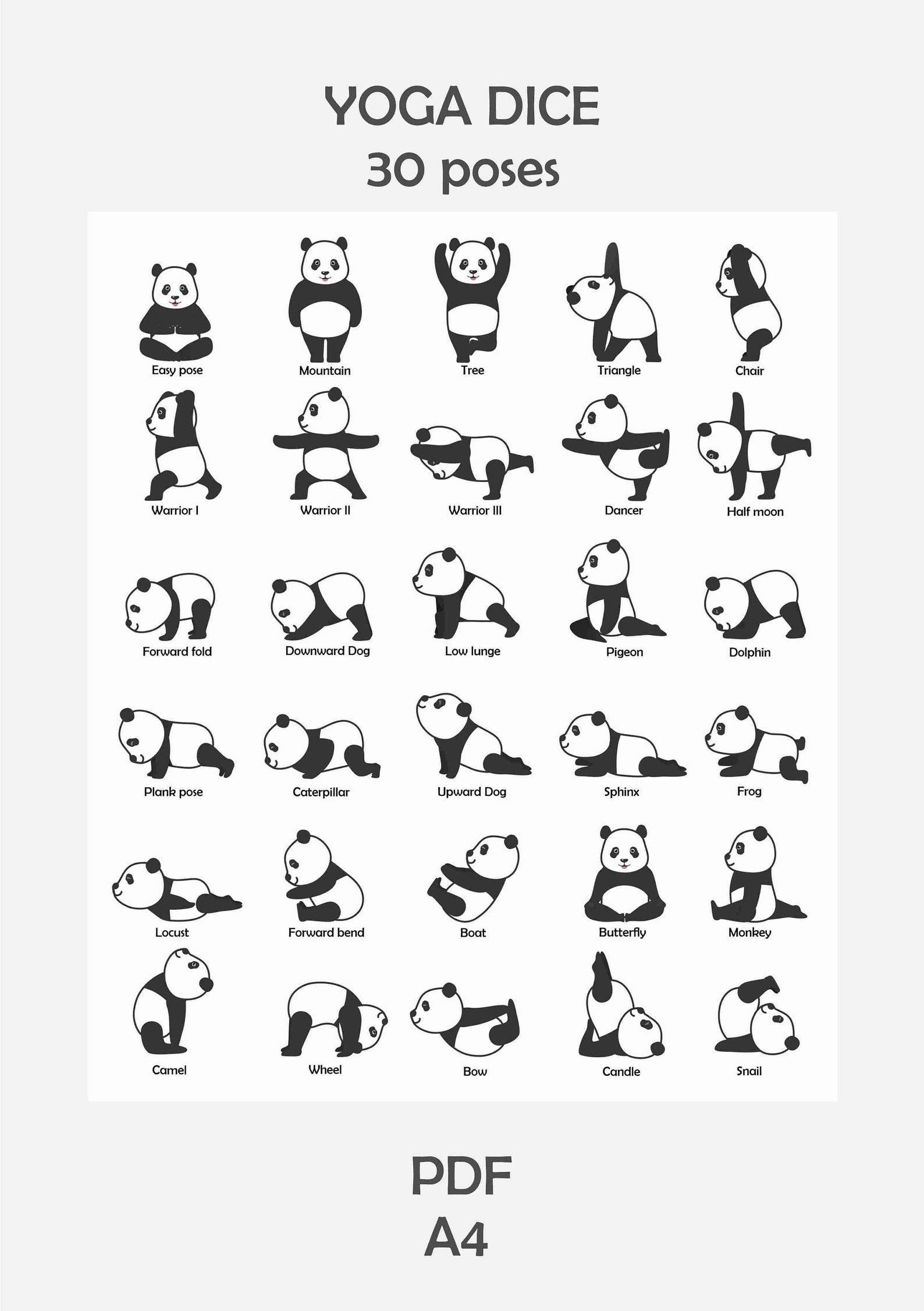 Printable Kids Yoga Dice | Yoga Poses Printable | Digital Yoga Asanas ...