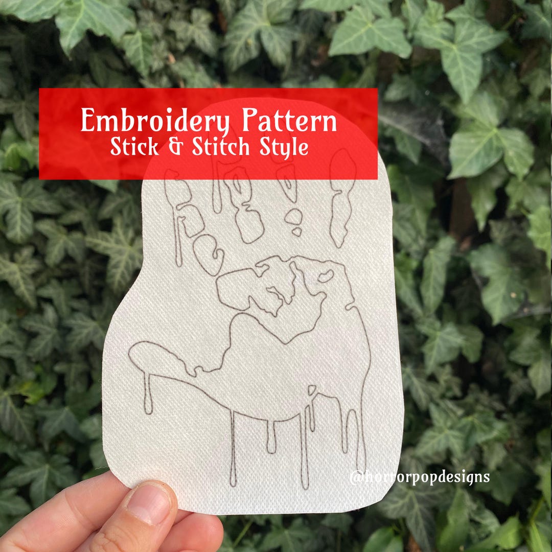 Bloody Hand Embroidery Pattern - Stick and Stitch Style - Etsy