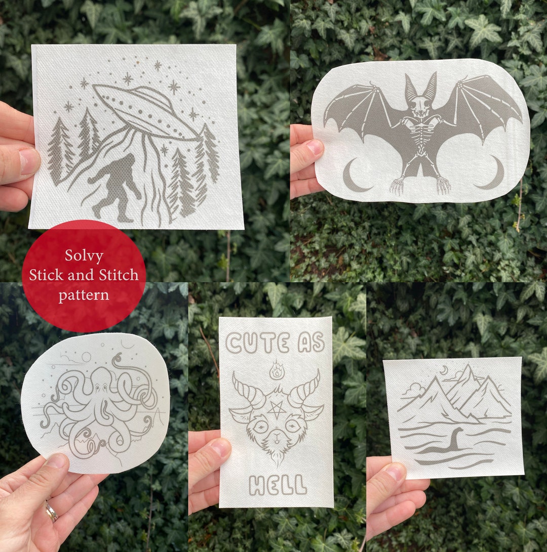 Creepy Cryptid Solvy Stick N Stitch Embroidery Bundle of 5 Patterns - Etsy