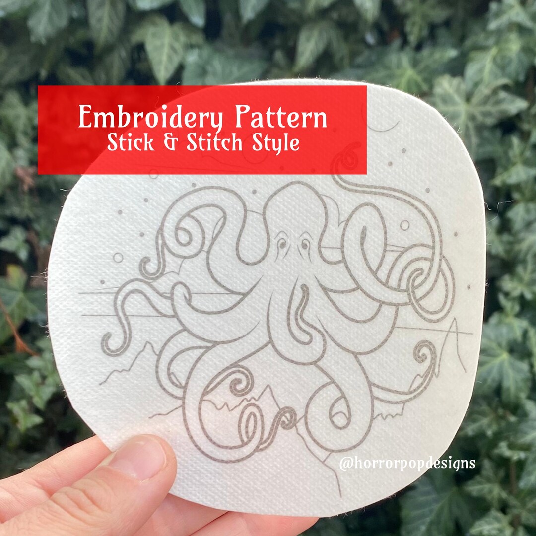 Cthulhu Dark Lord Embroidery Pattern - Stick and Stitch Style - Etsy