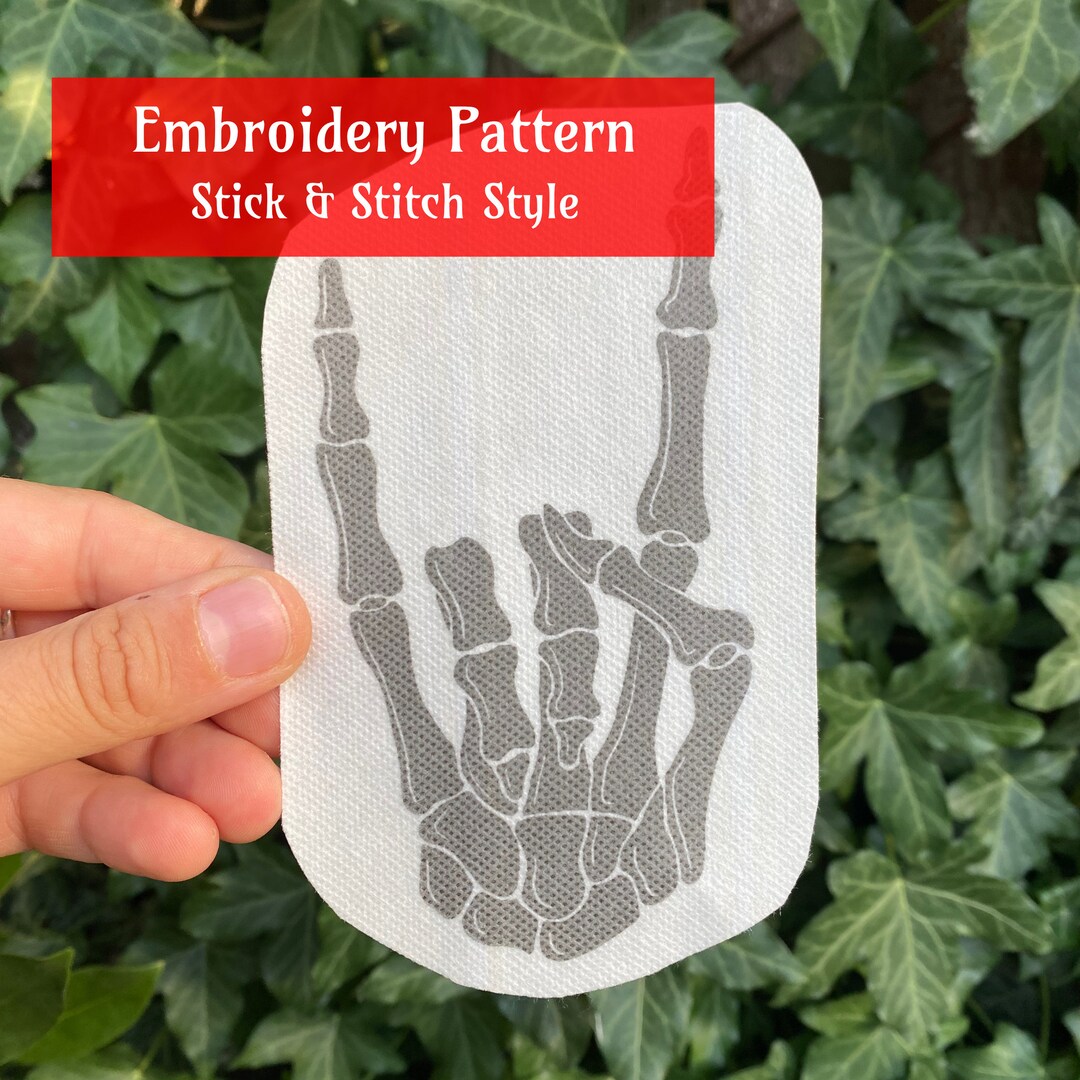 Skeleton Metal Hand Embroidery Pattern Stick and Stitch Style - Etsy