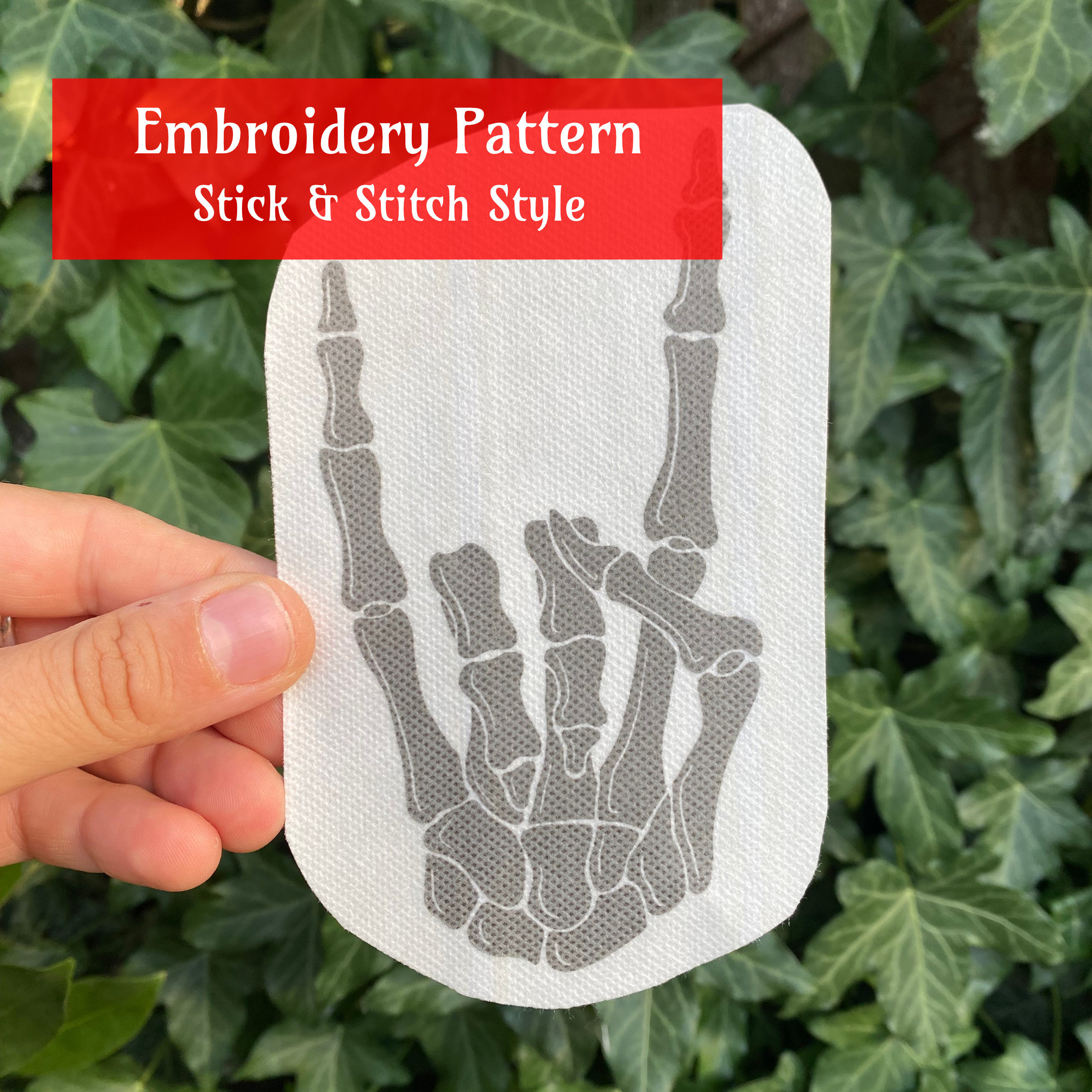 Skeleton Metal Hand Embroidery Pattern Stick and Stitch Style - Etsy