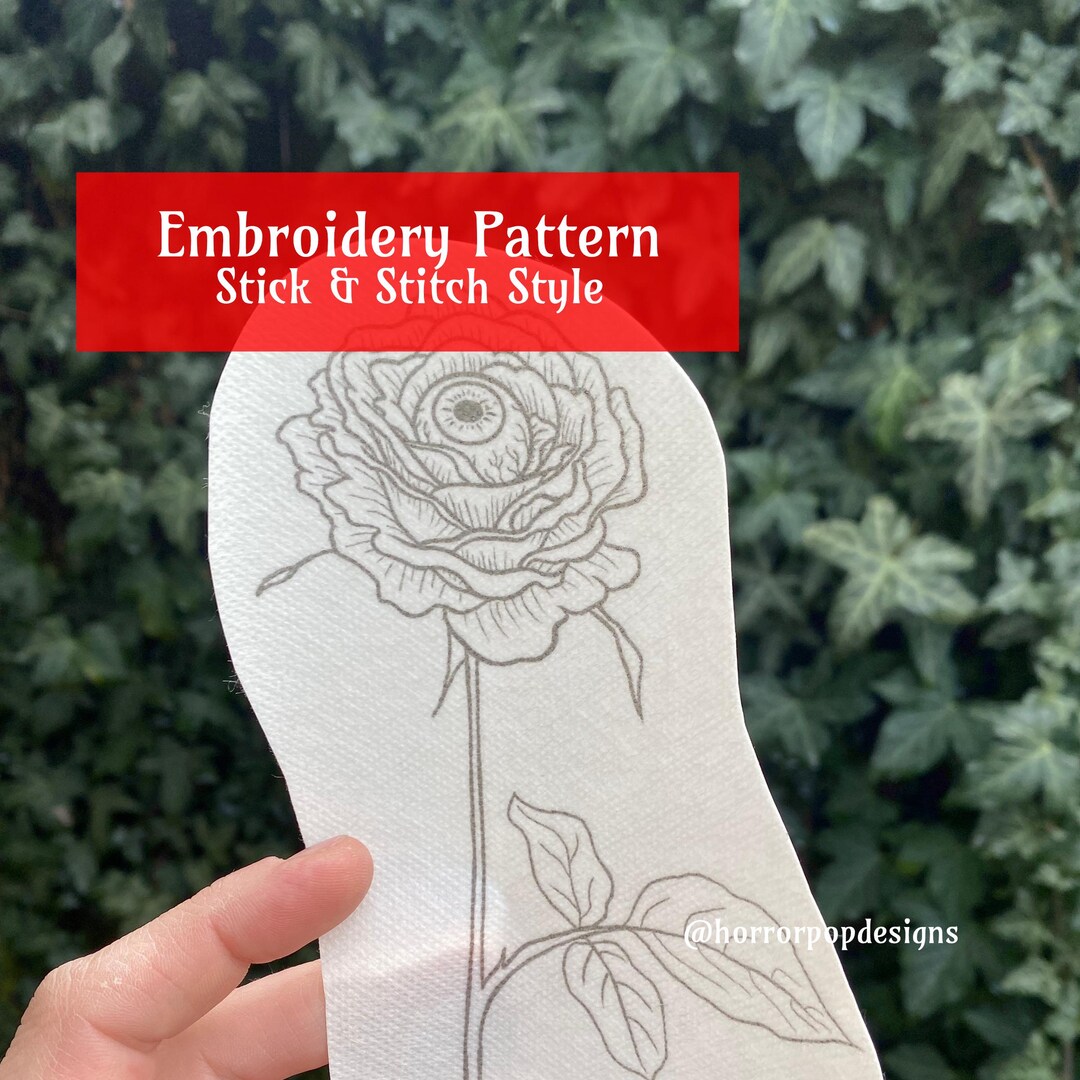Eyeball Rose Embroidery Pattern - Stick and Stitch Style - Etsy