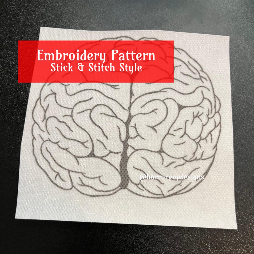 Brain Embroidery Pattern - Stick and Stitch Style - Etsy