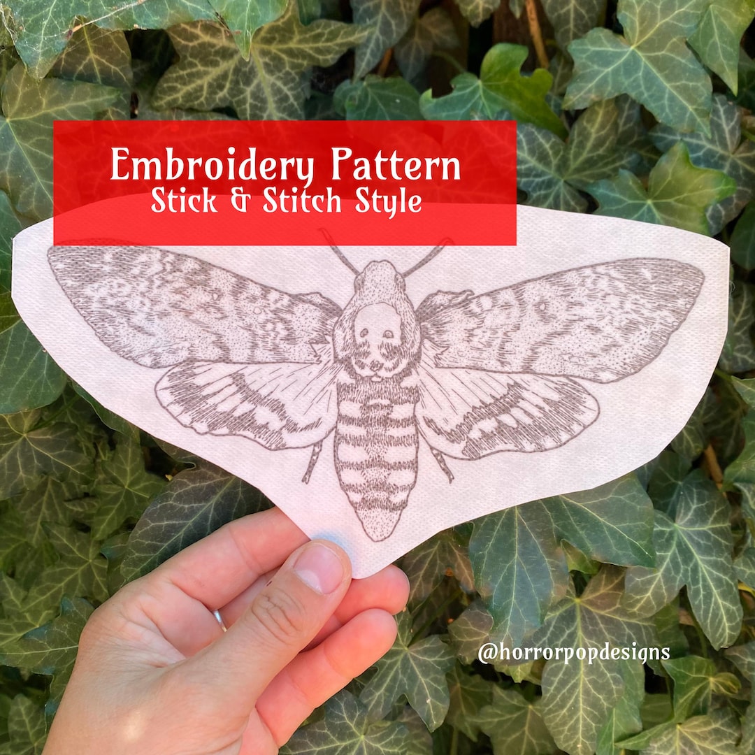 Death’s Head Hawkmoth Embroidery Pattern - Stick and Stitch Style - Etsy