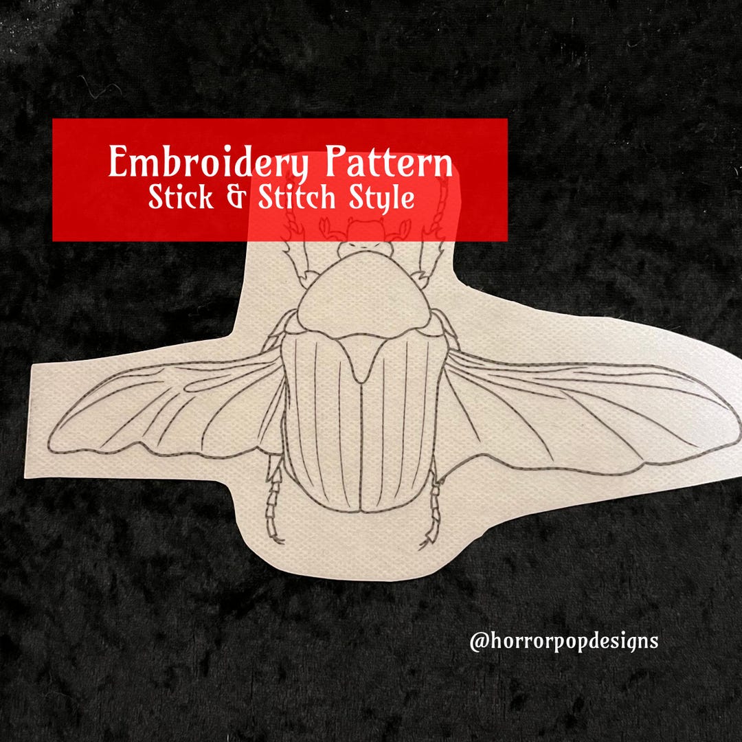 Scarab Beetle Embroidery Pattern - Stick and Stitch Style - Etsy