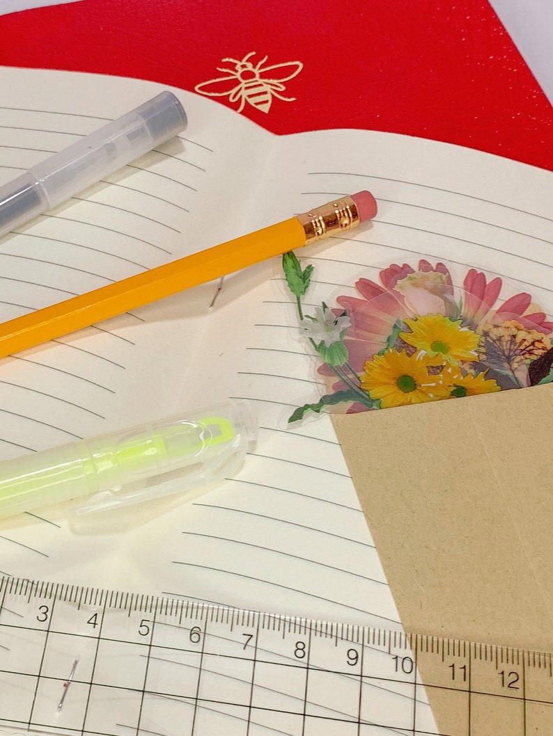 Red Leather Aesthetic Journal Kit - Floral Aesthetic - Etsy