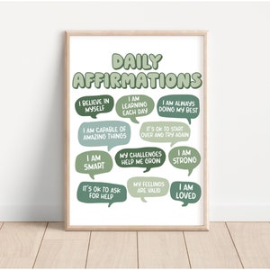 Classroom Daily Affirmations Poster, Nursery Poster, Kids Room Poster ...