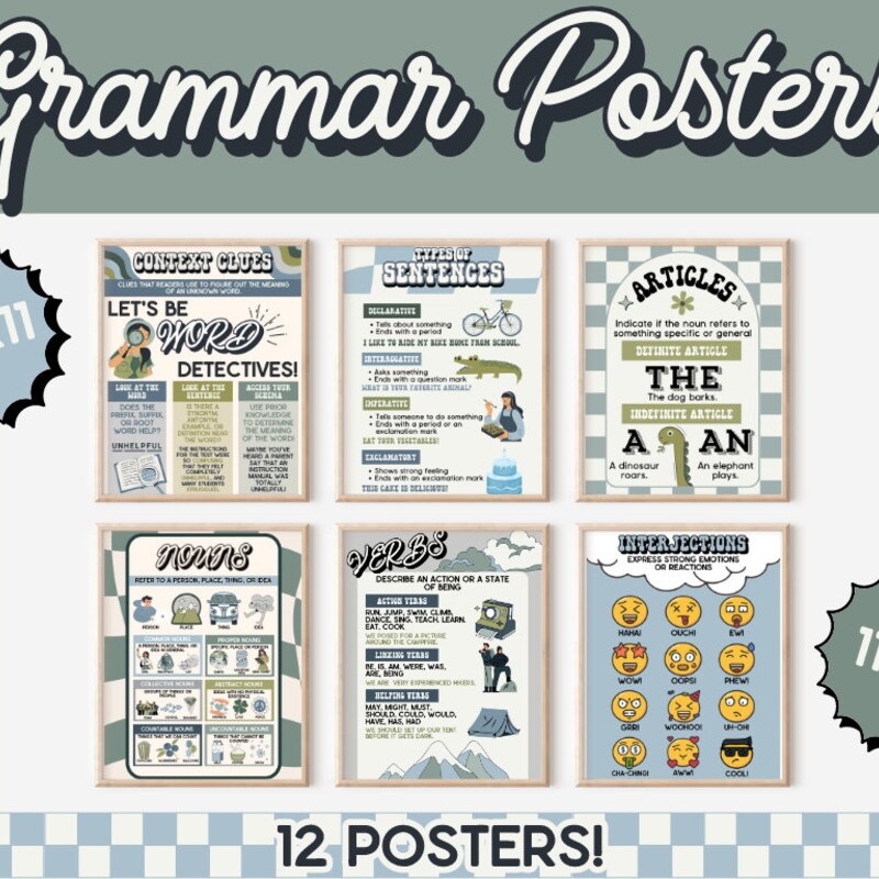 Parts of Speech Posters - Etsy