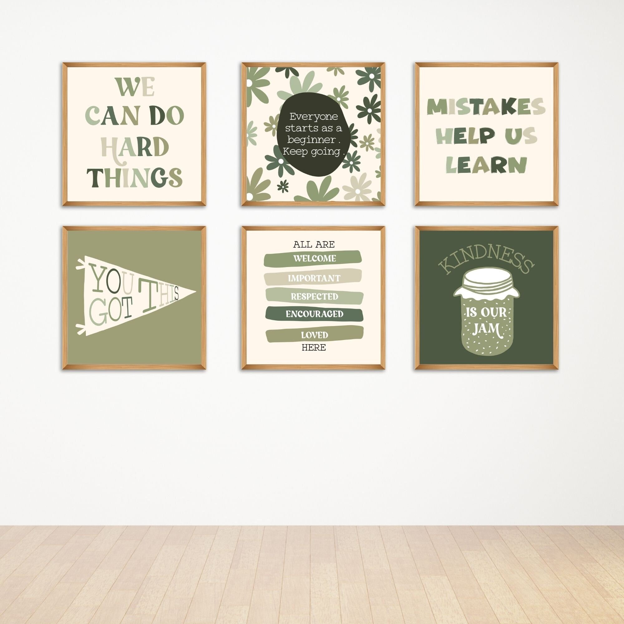 DIGITAL DOWNLOAD Boho Sage Green Set of 6 Classroom Posters // | Etsy