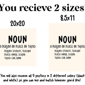 Digital Download Black and White Grammar Posters, English Grammar Parts ...