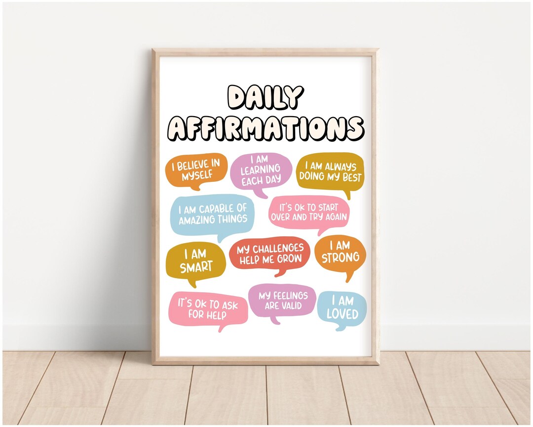 Classroom Daily Affirmations Poster, Nursery Poster, Kid’s Room Poster ...