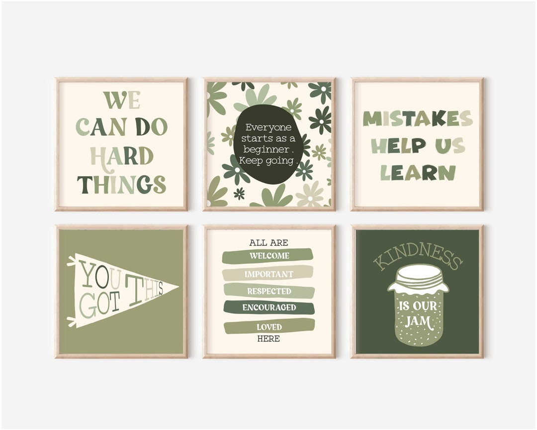 DIGITAL DOWNLOAD Boho Sage Green Set of 6 Classroom Posters // Teacher ...