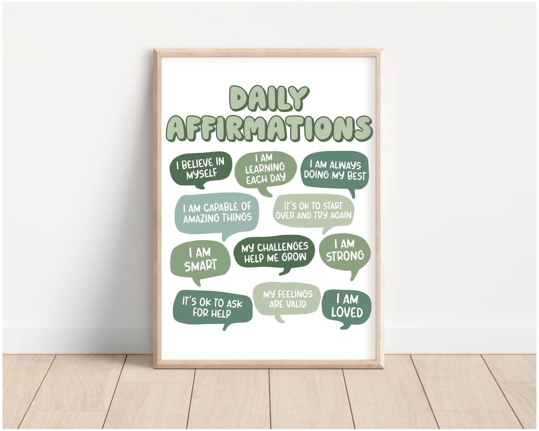 Classroom Daily Affirmations Poster, Nursery Poster, Kid’s Room Poster ...