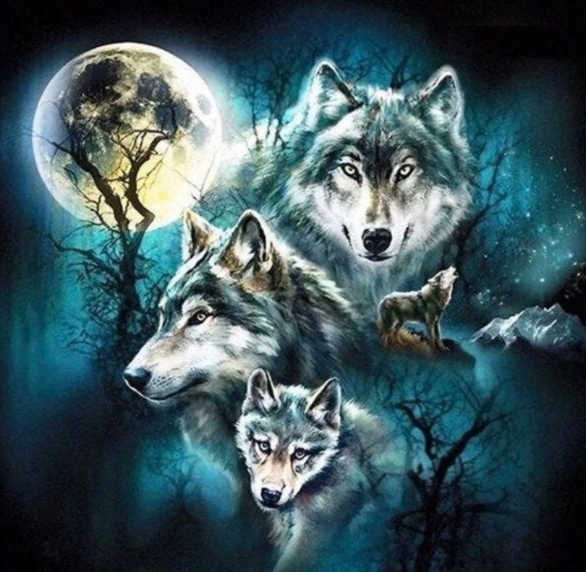 DIY Night Wolves Decor Partial Drill Diamond Painting Craft Kit - Etsy