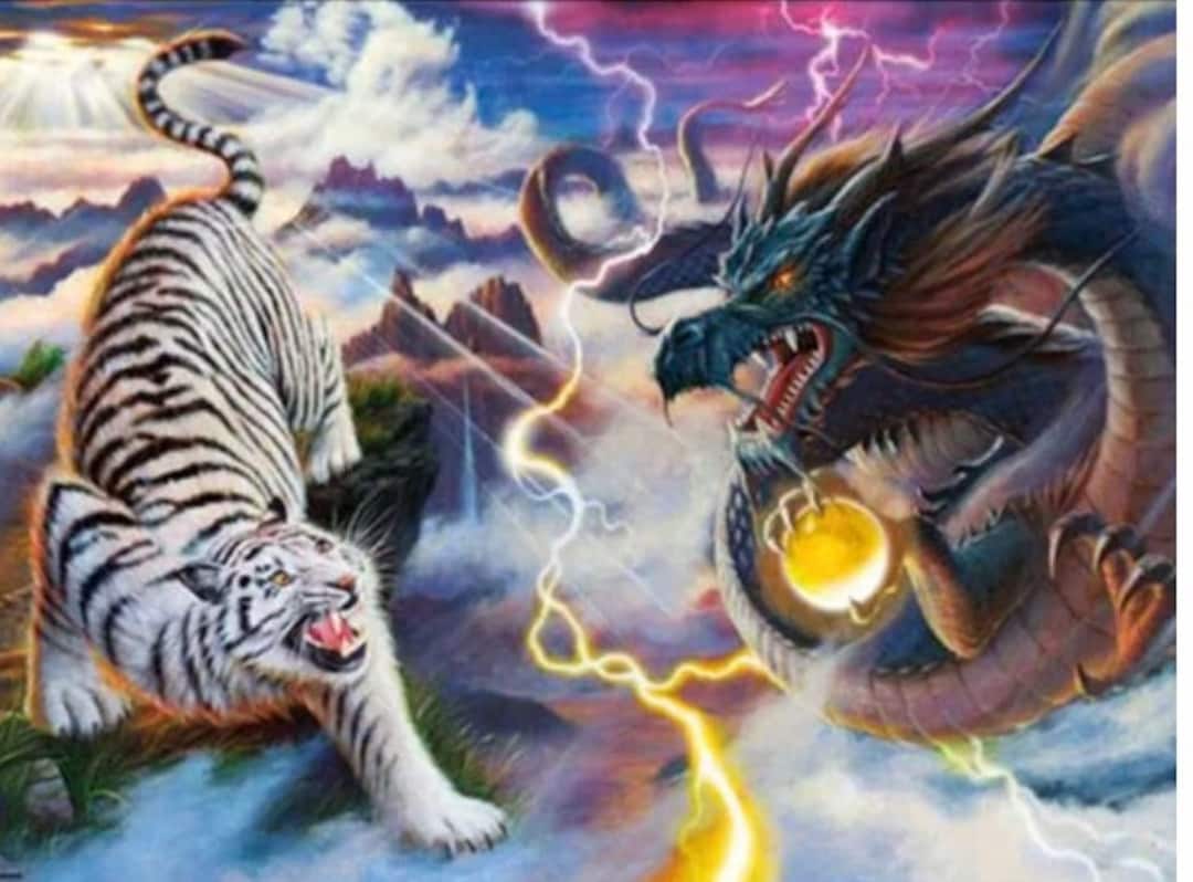 DIY Tiger & Dragon Decor Partial Drill Diamond Painting Craft Kit - Etsy