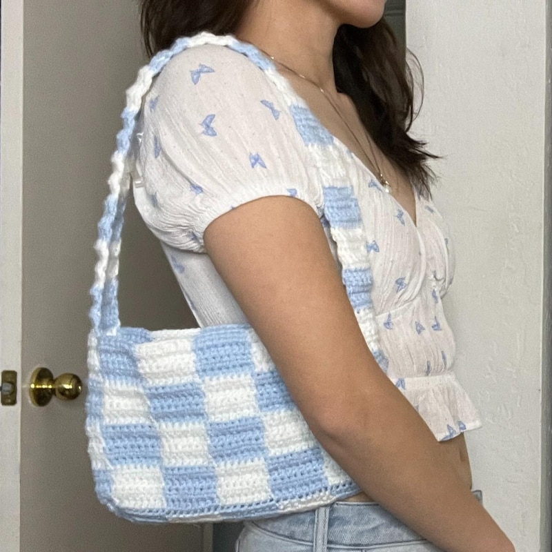 Checkered Crochet Bag Purse - Etsy