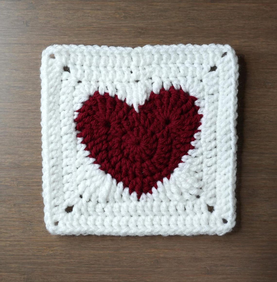 Large Heart Granny Square Pattern | Crochet Large Heart Applique | PDF ...