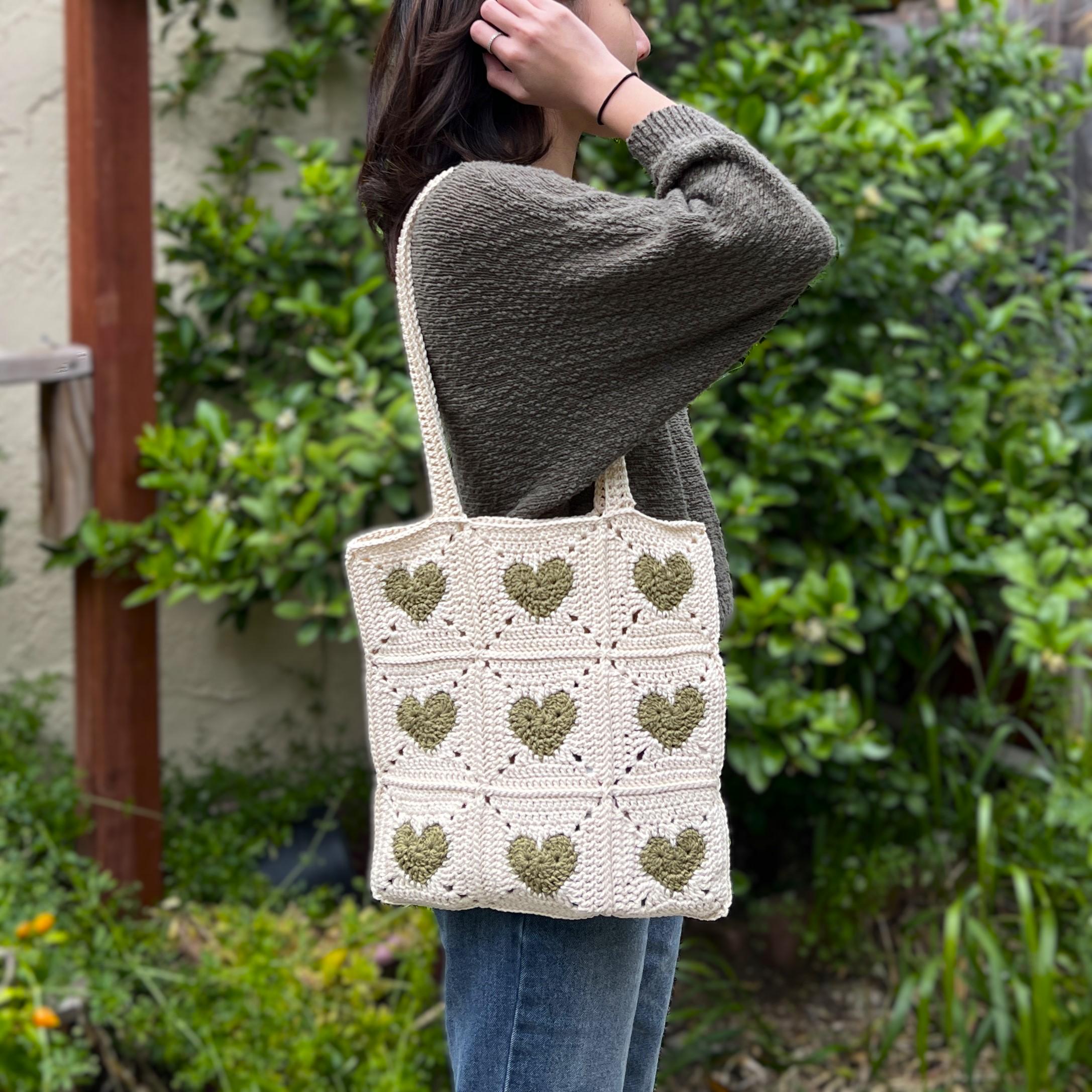 Crochet Heart Tote Bag Pattern | Granny Square Tote | PDF Pattern ...