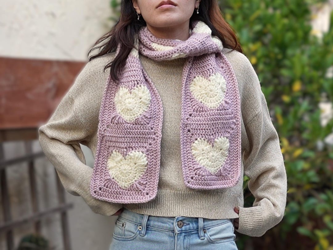 Crochet Heart Scarf Pattern | PDF Pattern & Tutorial - Etsy