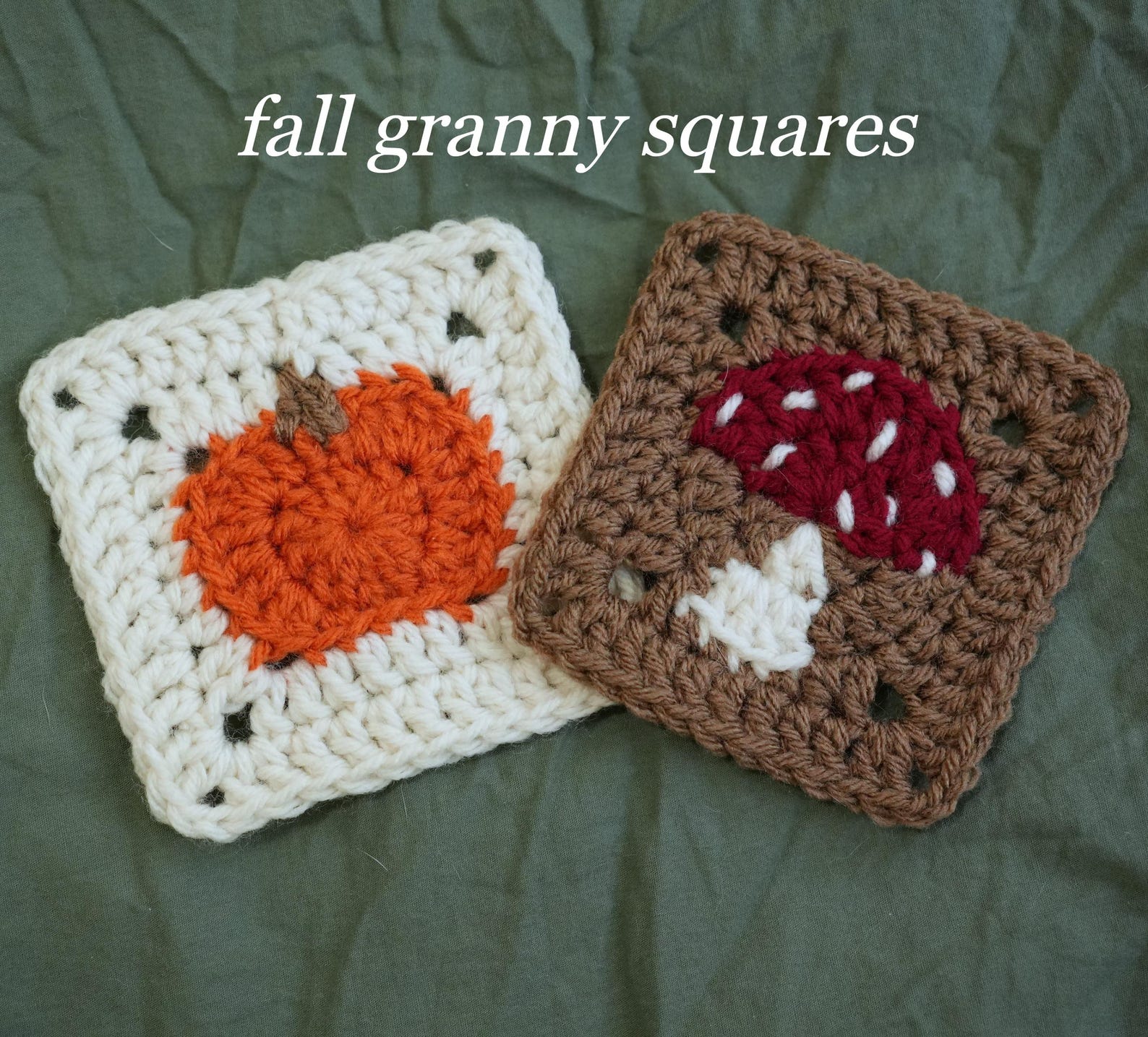 Fall Granny Square Patterns | Pumpkin Granny Square | Mushroom Granny ...