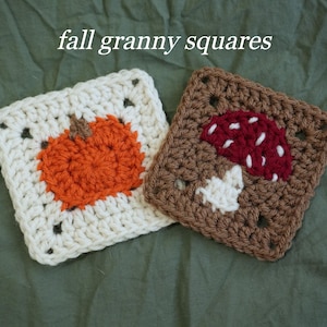Fall Granny Square Patterns | Pumpkin Granny Square | Mushroom Granny ...