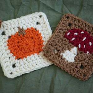 Fall Granny Square Patterns | Pumpkin Granny Square | Mushroom Granny ...