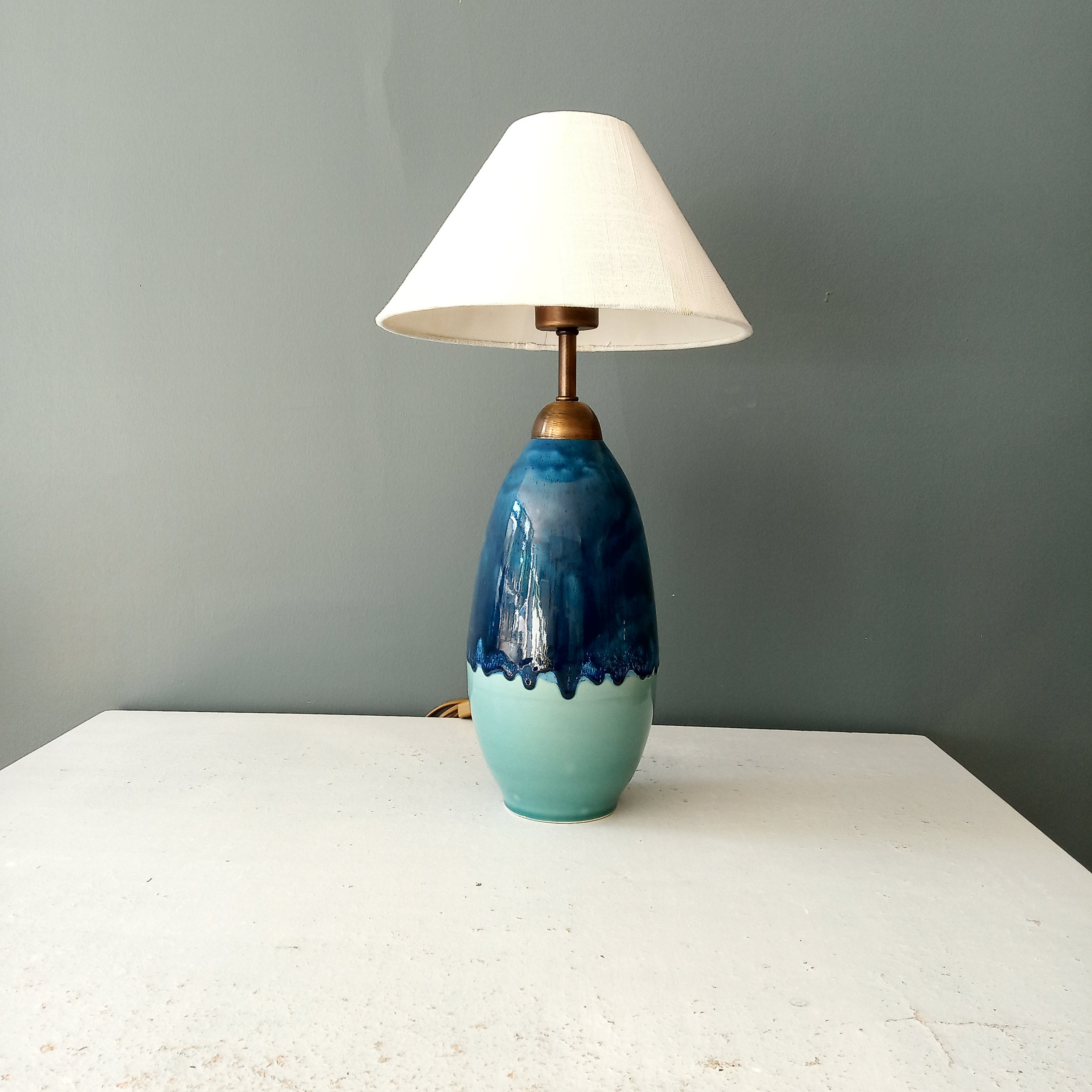 Handmade Pottery Table Lamp Ceramic Bedside Lamp With Shade - Etsy
