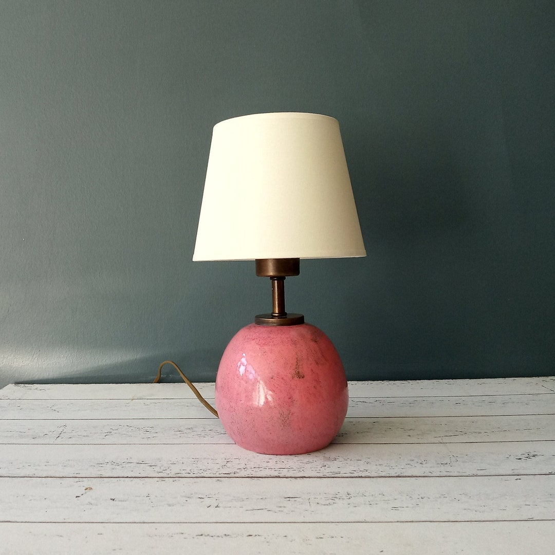 Handmade Pink Bedside Lampshade, Ceramic Table Lamp, Christmas Gift ...