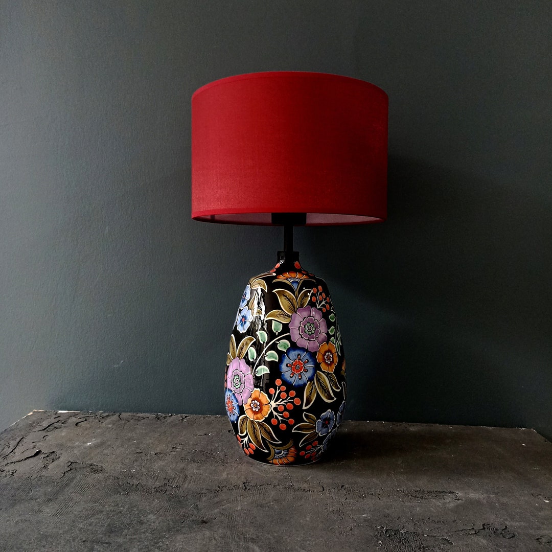 Handmade Pottery Table Lamp, Ceramic Bedside Lamp With Shade, Home ...