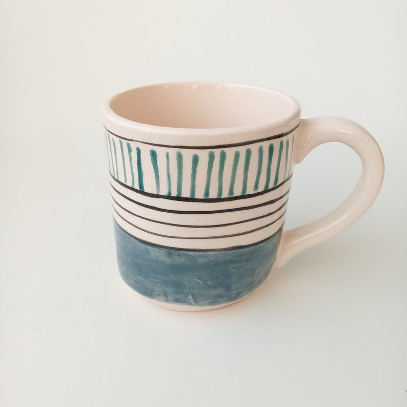 Handmade Pottery Ceramic Coffee Mug Underglaze Pattern Tea - Etsy