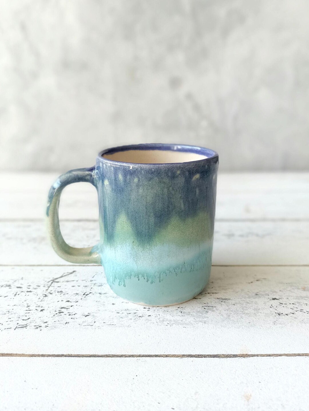 Handmade Pottery Coffee Mug, Turquoise and Green Colored Coffee Cup ...