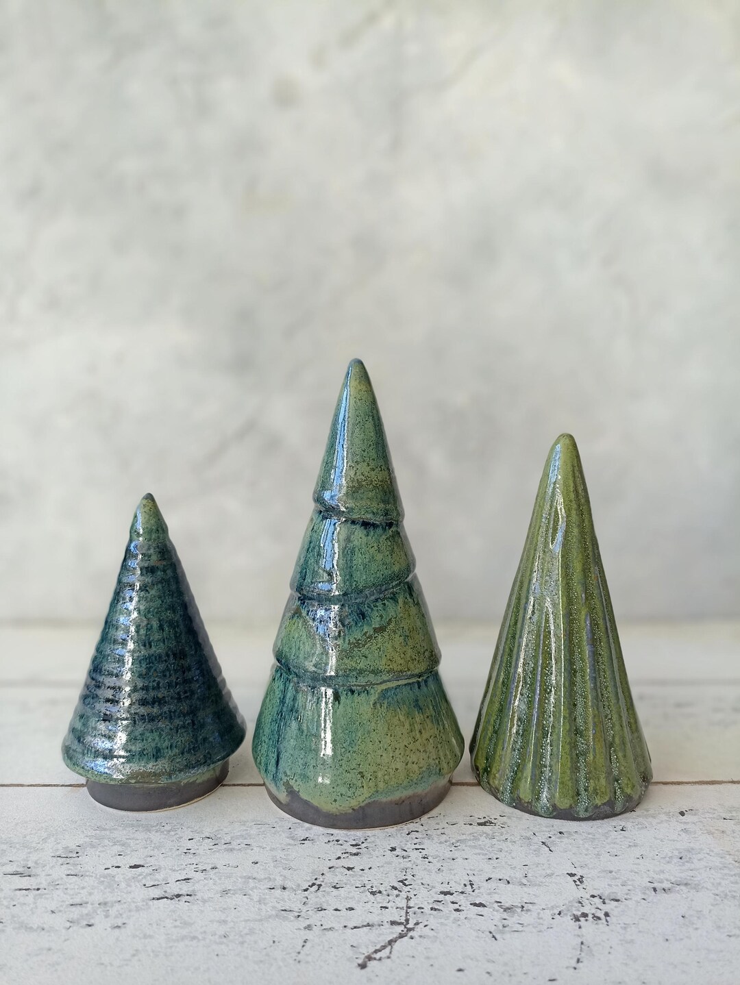 Green Pine Tree Cone, Handmade Ceramic Seasonal Gift, Pottery Christmas ...
