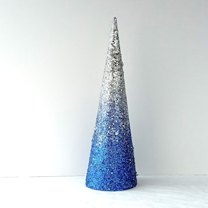 Ombre Blue & Silver Glitter Tree: Holiday Party Centerpiece - Etsy