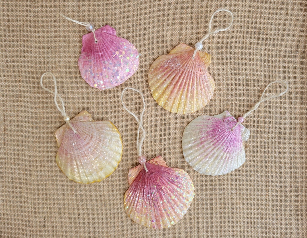 Handmade Glitter Seashell Ornament: Pink Beach Decor - Etsy