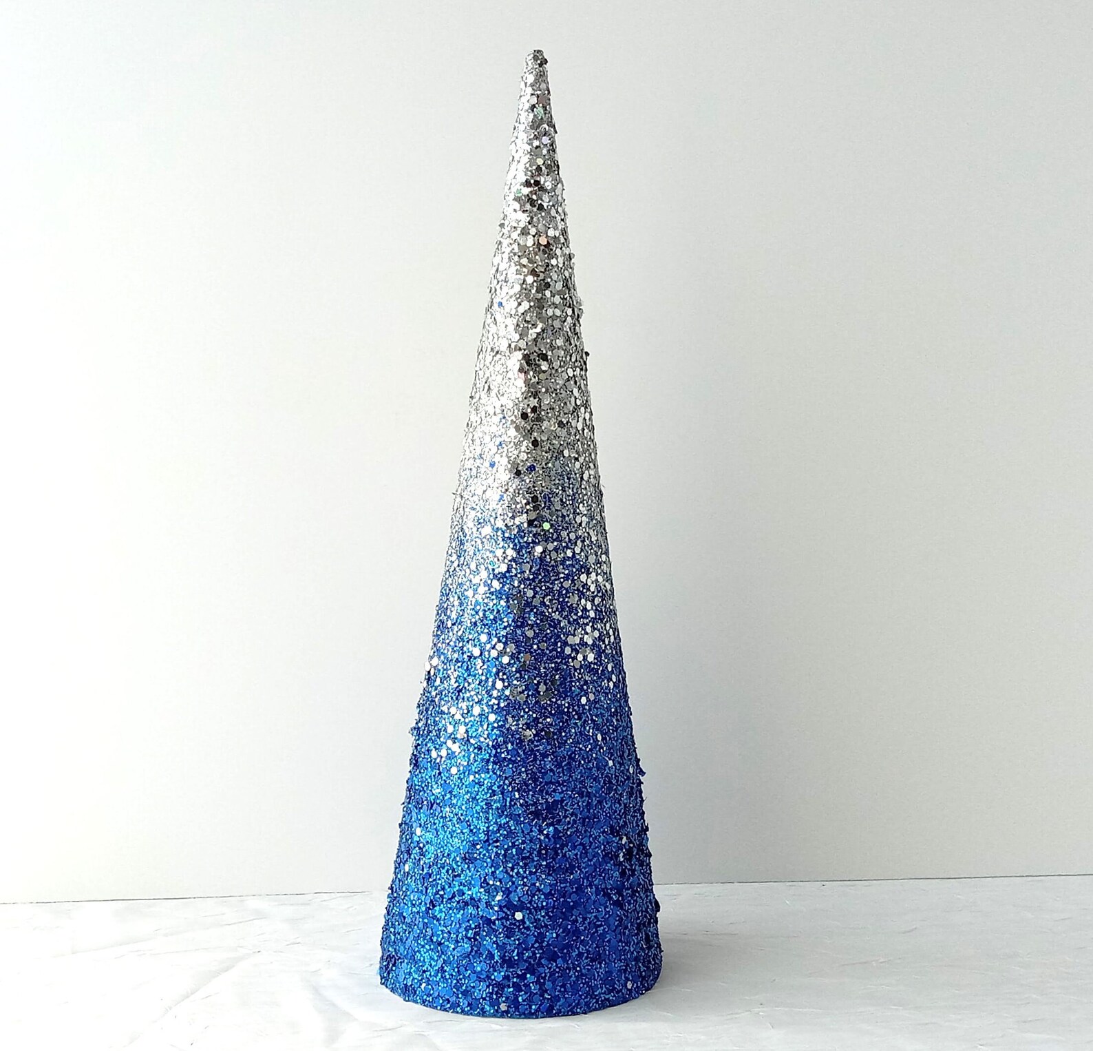Ombre Blue & Silver Glitter Tree: Holiday Party Centerpiece - Etsy