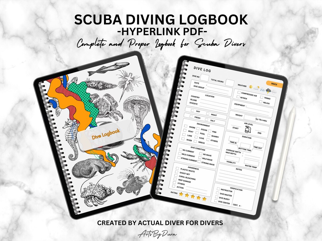 Scuba Diving Log Book Planner, Dive Log Book Hyperlink Pdf, Scuba ...