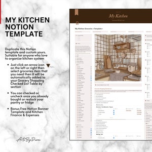 Kitchen Organize Notion Template, Groceries Planner, Recipe Notion Template - Etsy