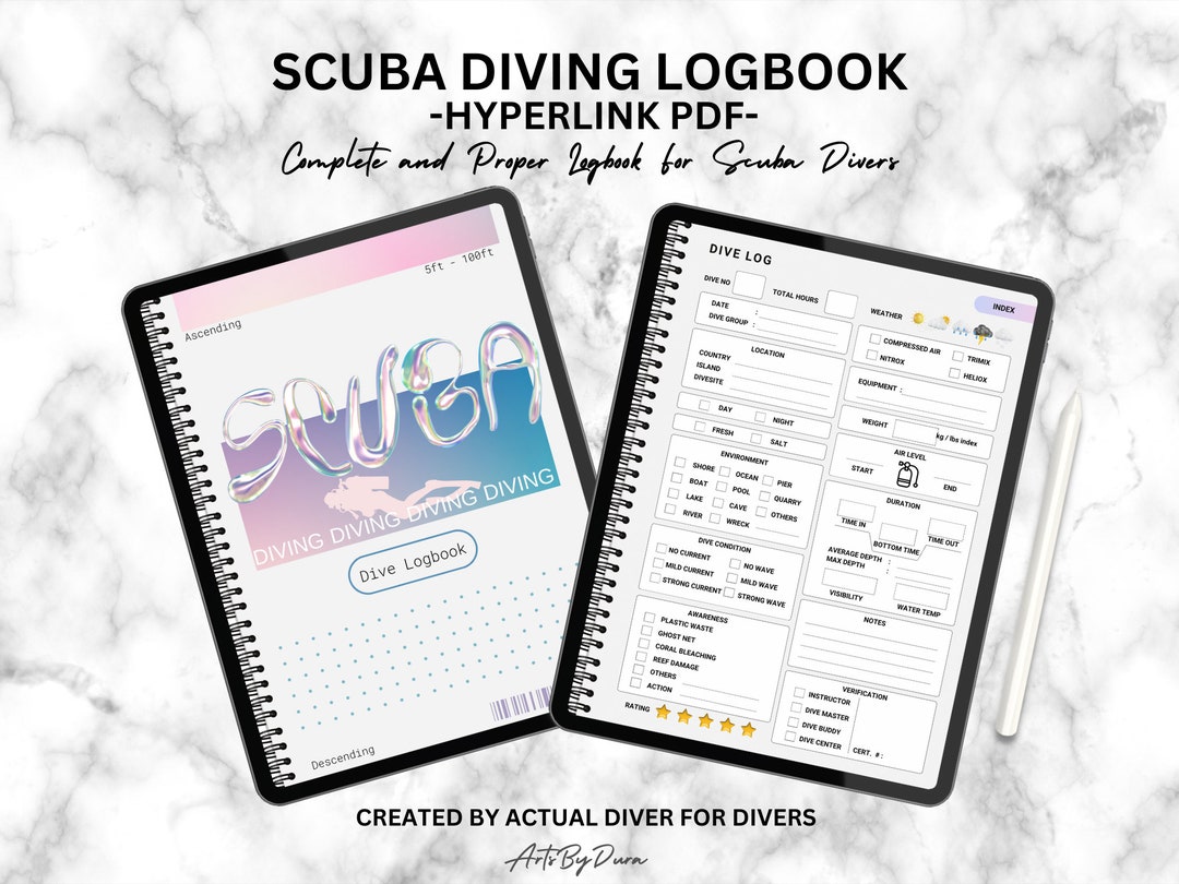 Scuba Diving Log Book Planner, Dive Log Book Hyperlink Pdf, Scuba ...