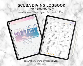 Scuba Diving Log Book Planner, Dive Log Book Hyperlink Pdf, Scuba ...
